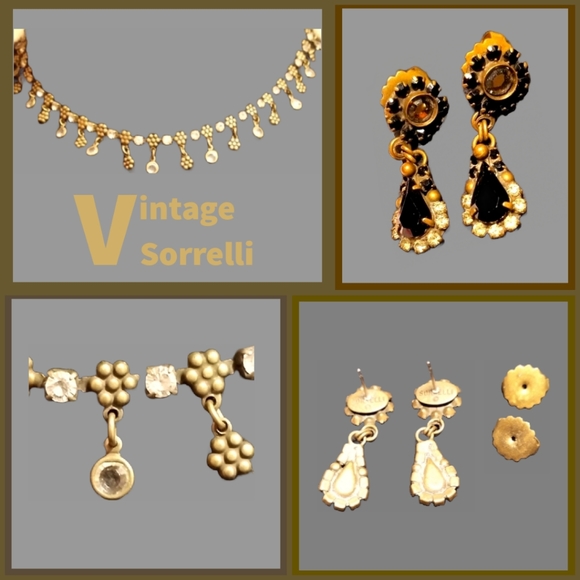 Sorrelli | Jewelry | Sorrelli Antique Gold Clear Black Crystal Necklace ...
